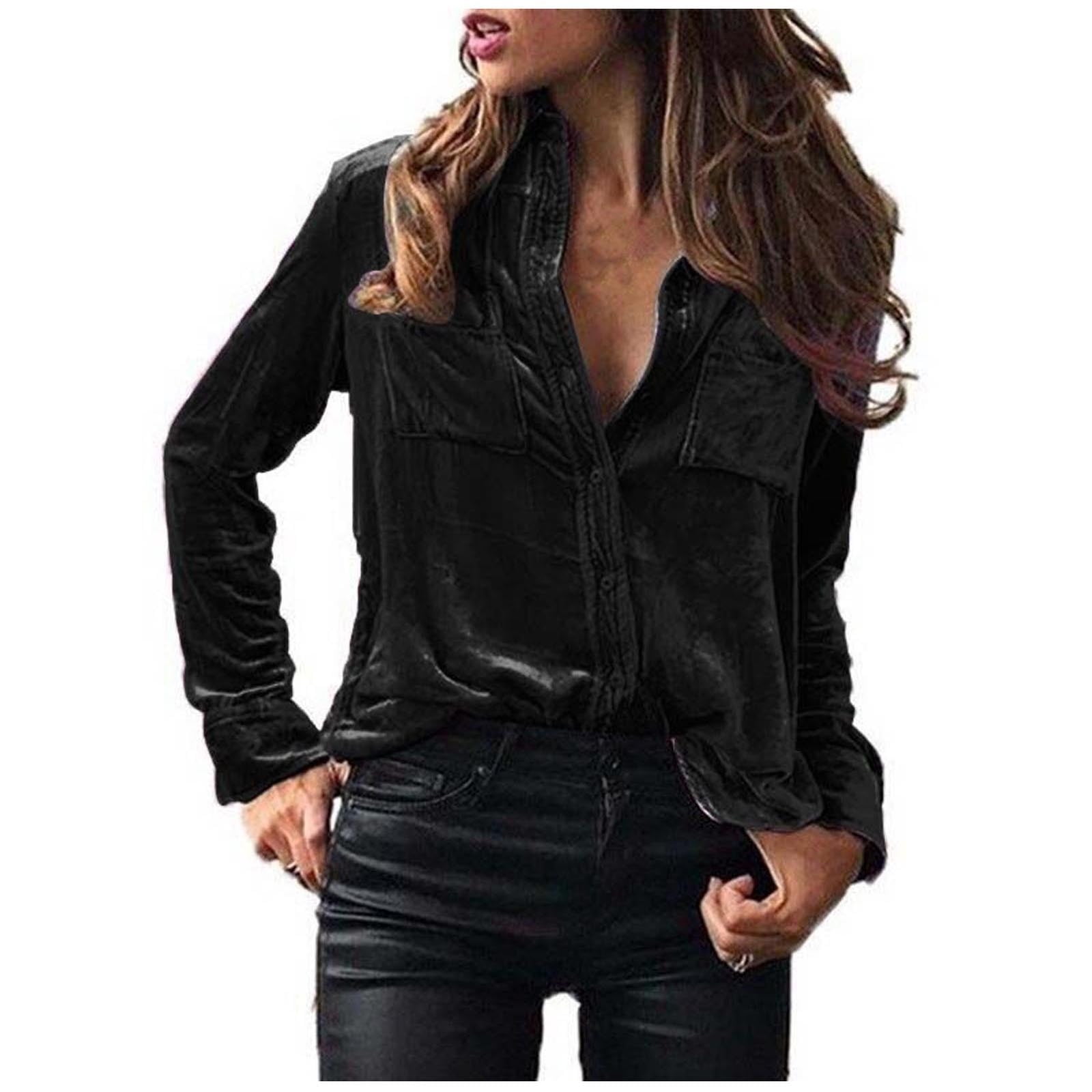 gakvbuo Velvet Tunic Tops for Women Dressy Tops Vintage Long Sleeve ...