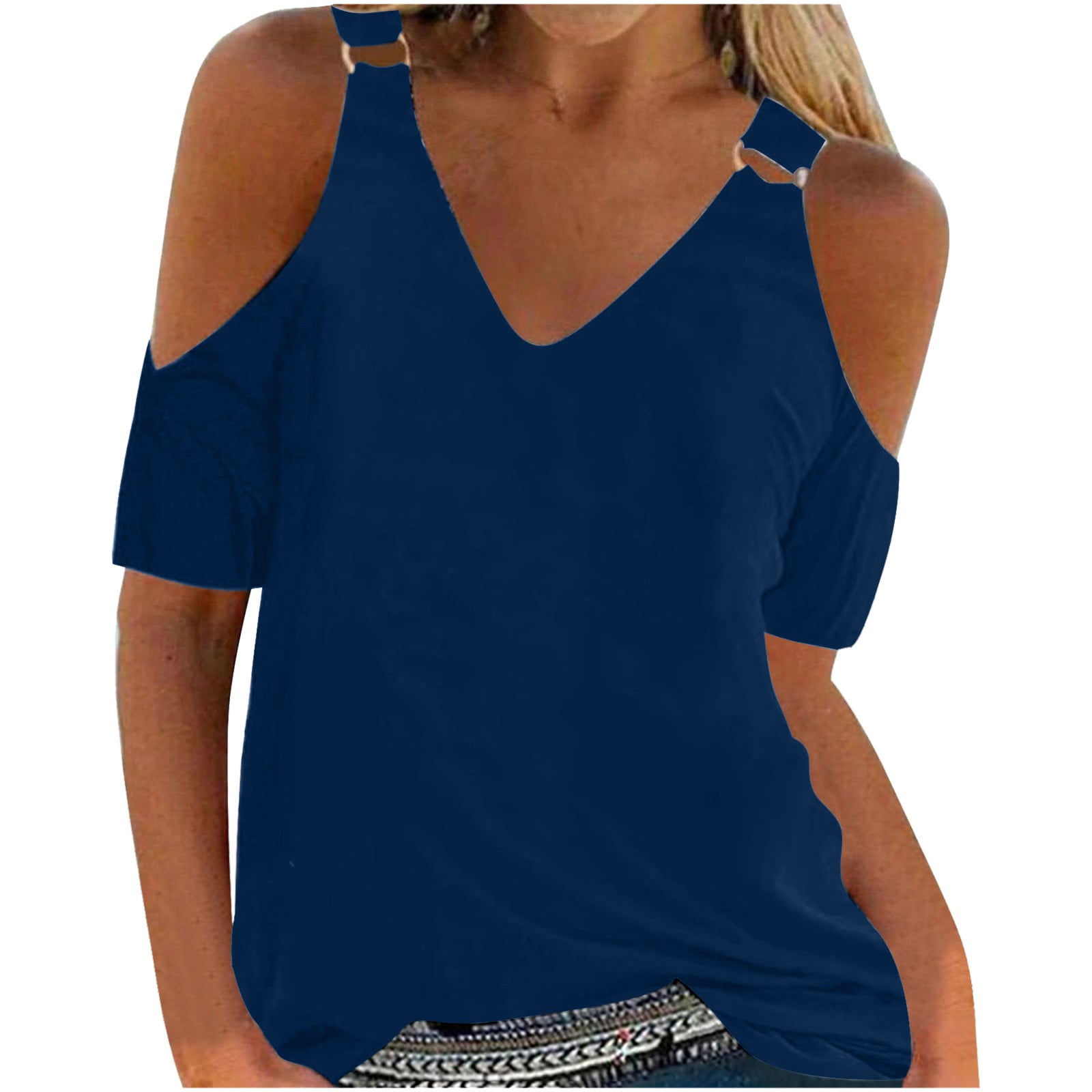 gakvbuo Cold Shoulder Tops For Women Summer Blouses Tunics Tops Women ...