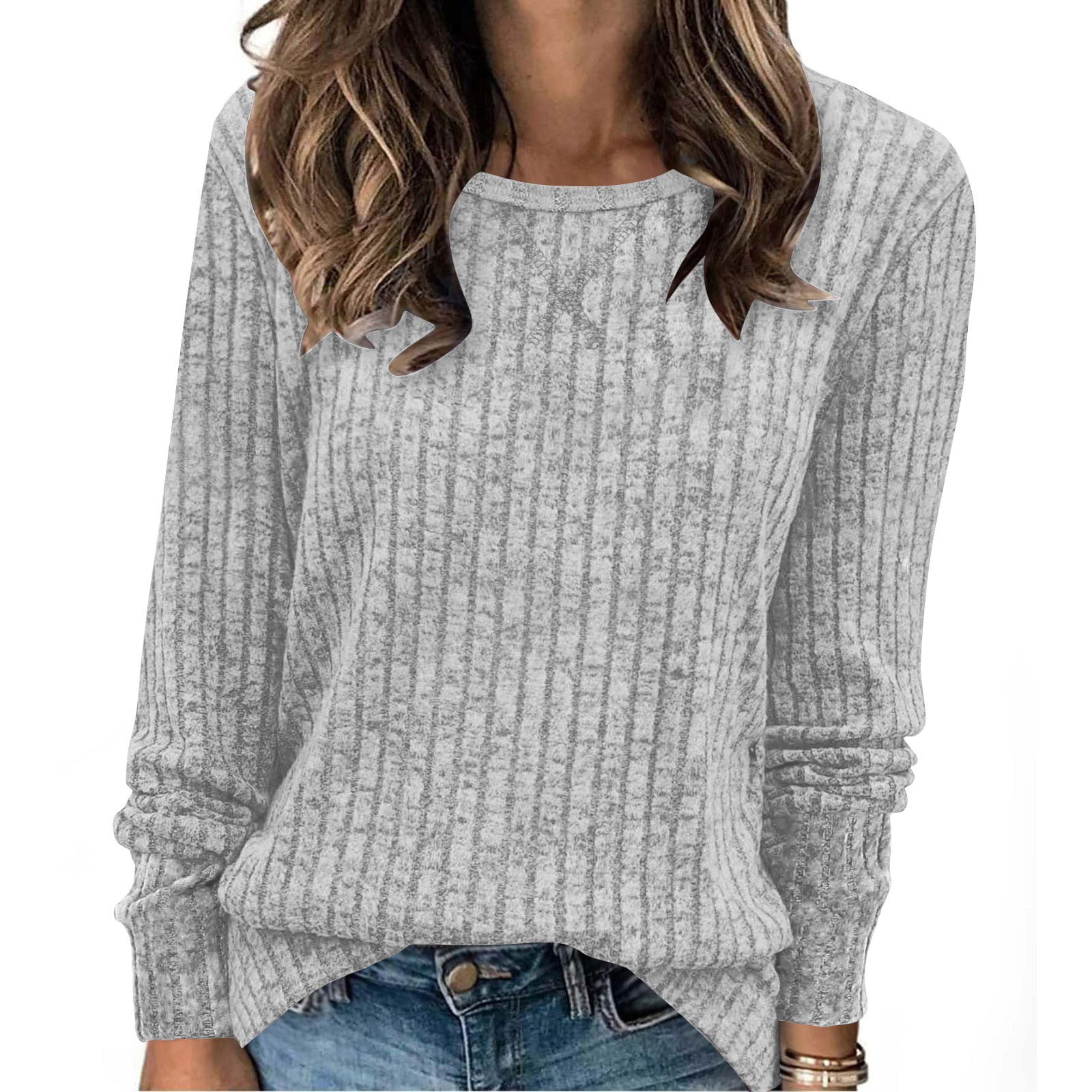 gakvbuo Fall Sweaters for Women Women Long Sleeve Blouse Tops Pullover Knitted Sweaters Fall ...