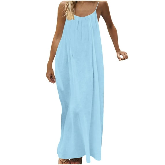 gakvbuo Maxi Dress For Women Summer Tank Dress Sleeveless Sundress ...