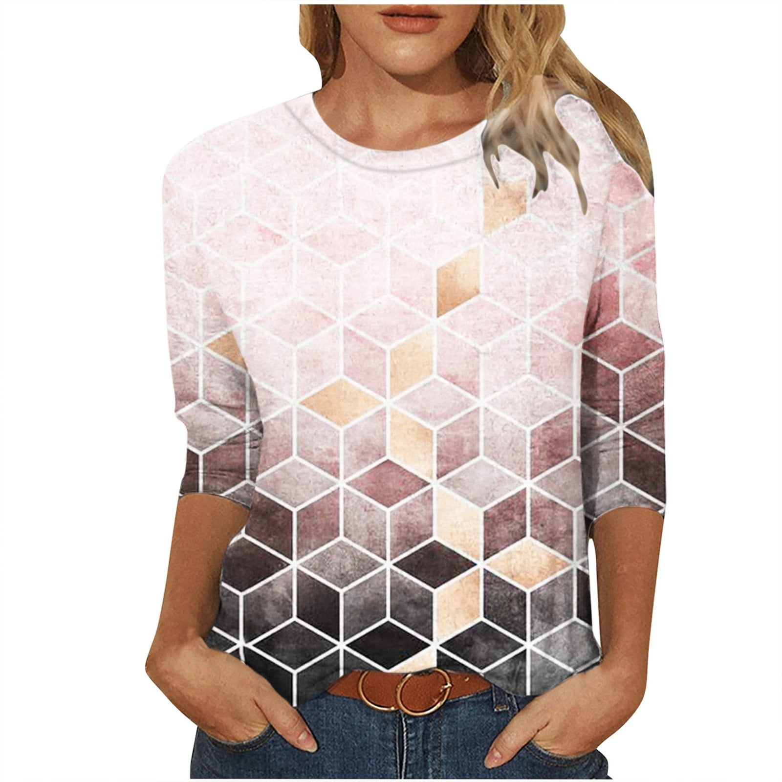 gakvbuo Petite Tops For Women Size Petite 3/4 Sleeve On Clearance ...