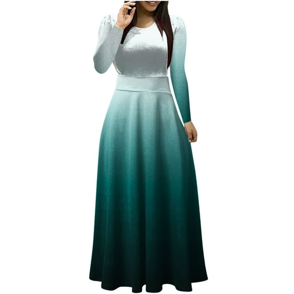 gakvbuo Plus Size Maxi Dress For Women Long Sleeve Fall Dress Es Casual ...