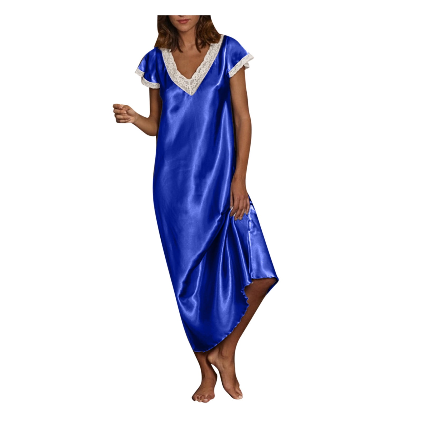 gakvbuo Plus Size Maxi Dress For Women Womens Short Sleeve V Neck ...