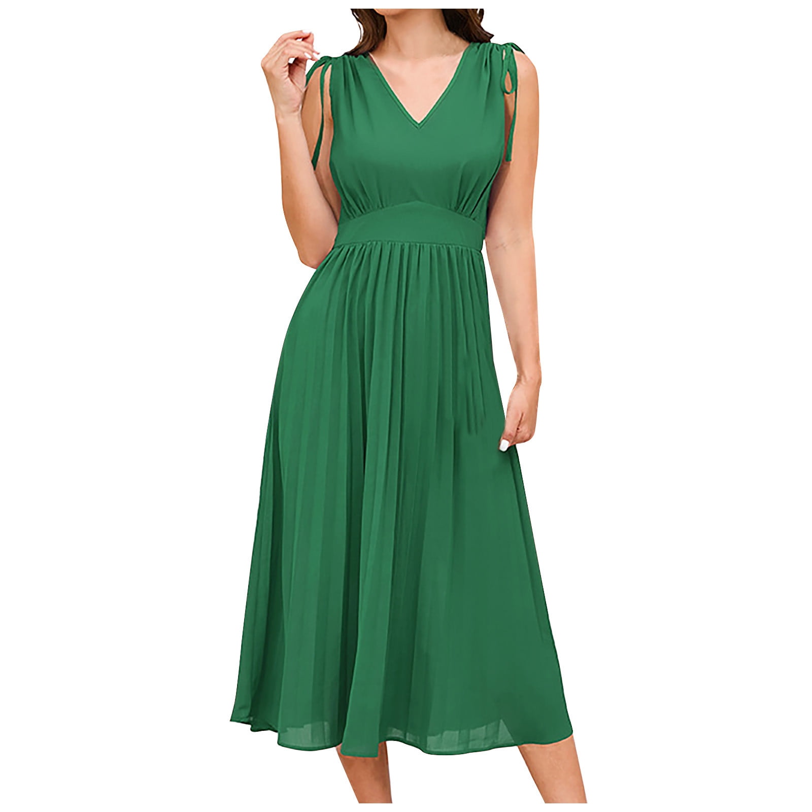 gakvbuo Summer Tank Dress for Women Women's Summer Sleeveless Pleated ...