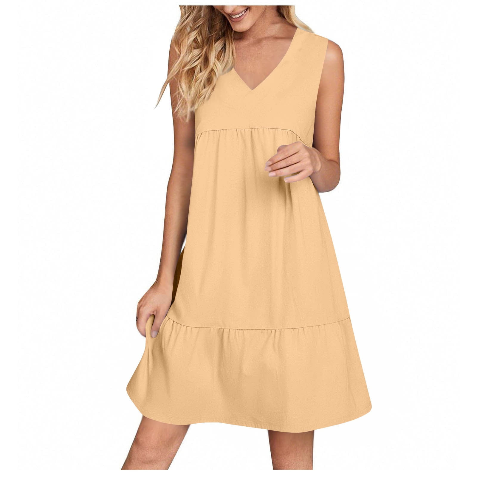 gakvbuo Summer Tank Dresses For Women 2025 Tshirt Dress Sleeveless V ...