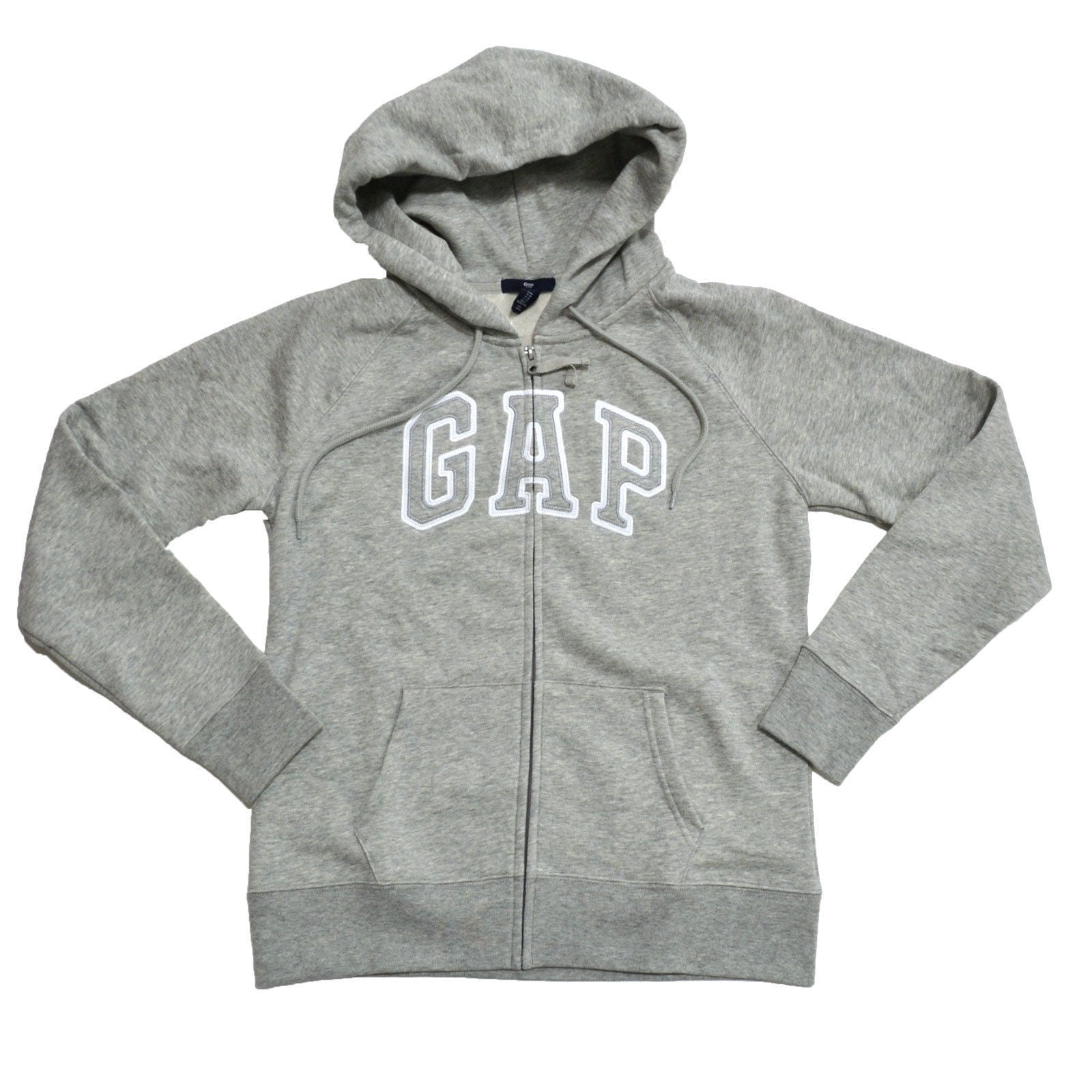 gap womens fleece arch logo full zip hoodie (light grey, large ...