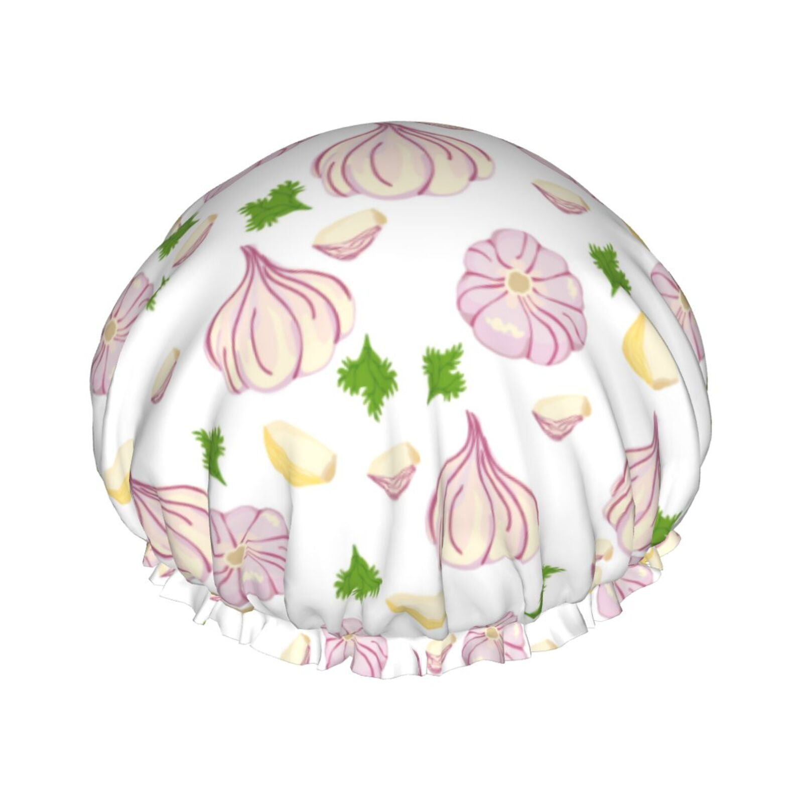 garlic cloves leaf Shower Cap, Double Layers Shower Cap Rreusable ...