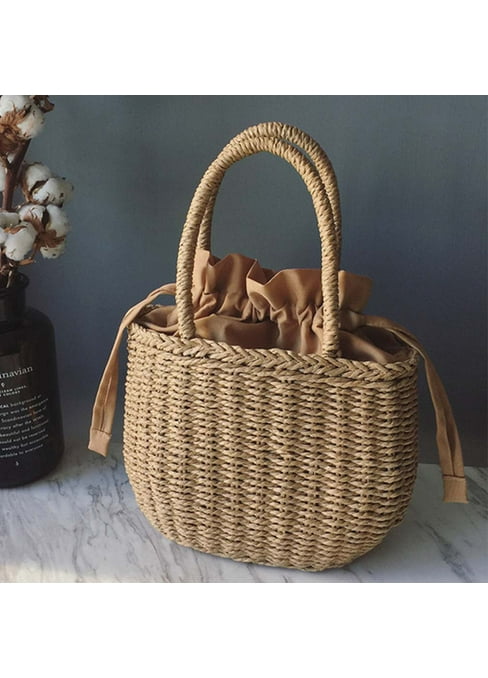 Summer Straw Bag for Women Beach Rattan Top-Handle Purse Straw ...