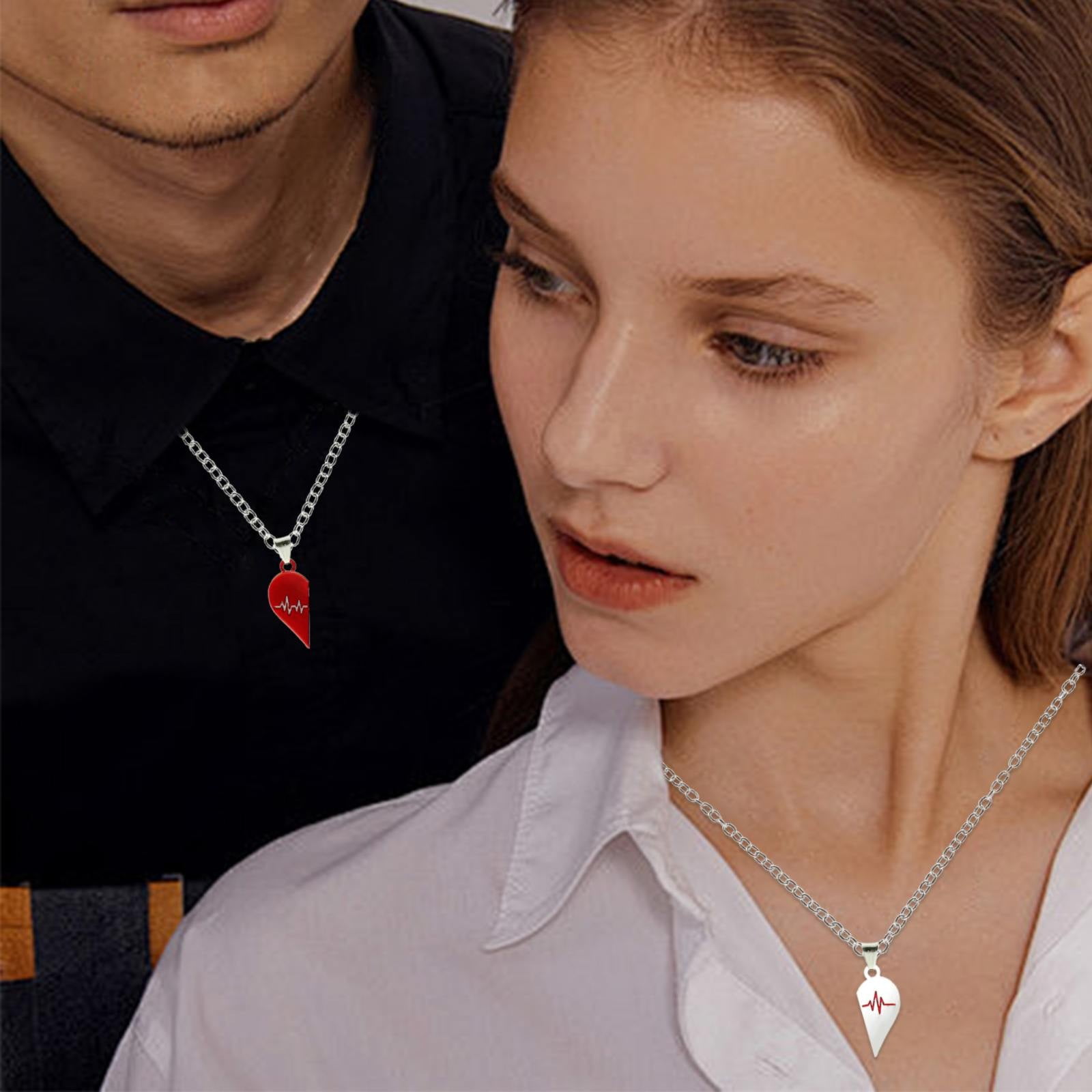 Gbifzutdjp Necklaces For Women Couples Love Heartbeat Pendant Designed As A Clavicle Chain And