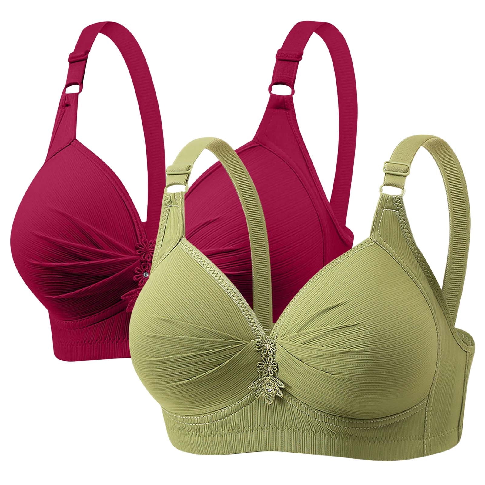 gbyLJF 2PC Wireless Bras for Women Solid Color No Underwire Seamless ...