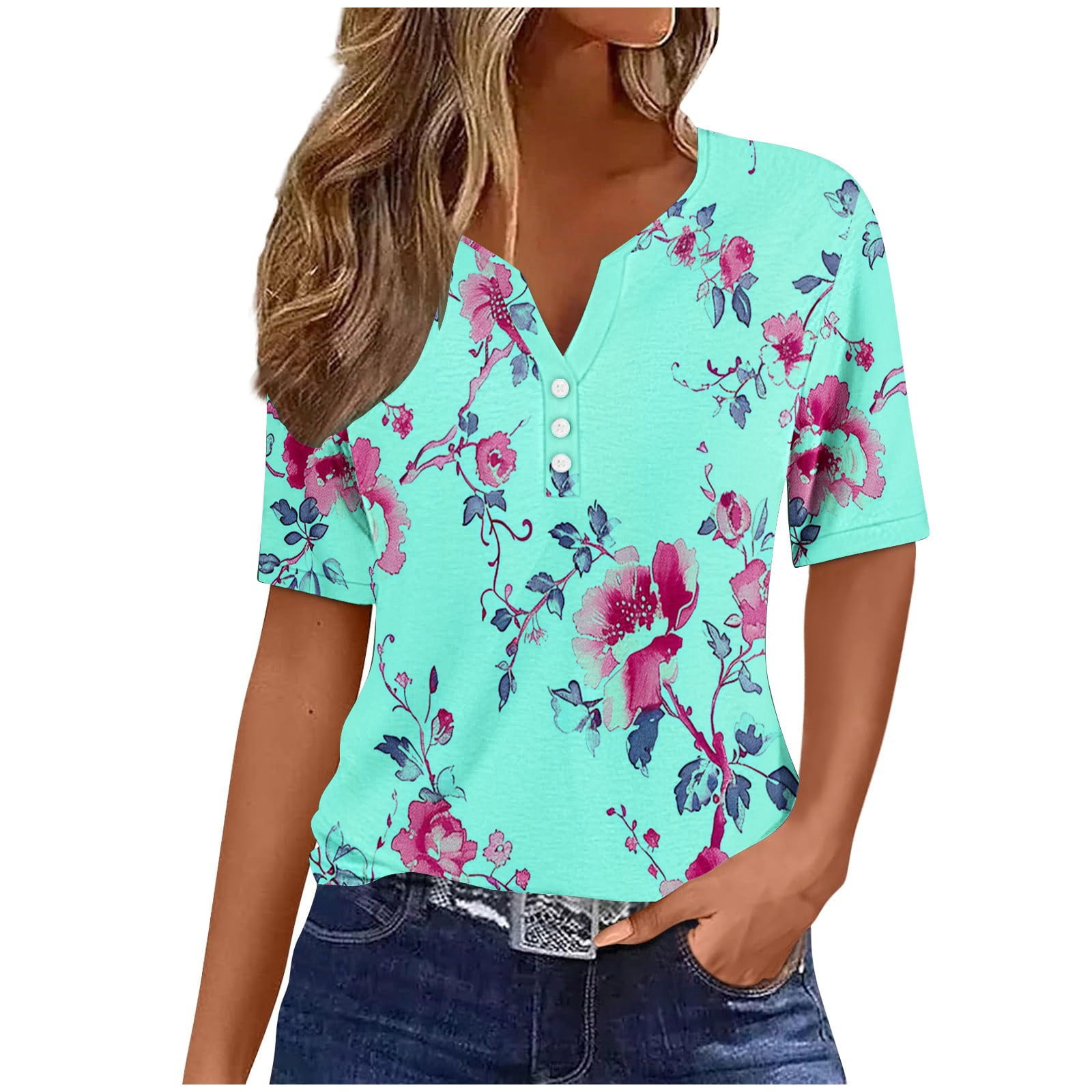 gbyLJF Floral Blouses for Women Womens Compression Top Black Tunic Tops ...