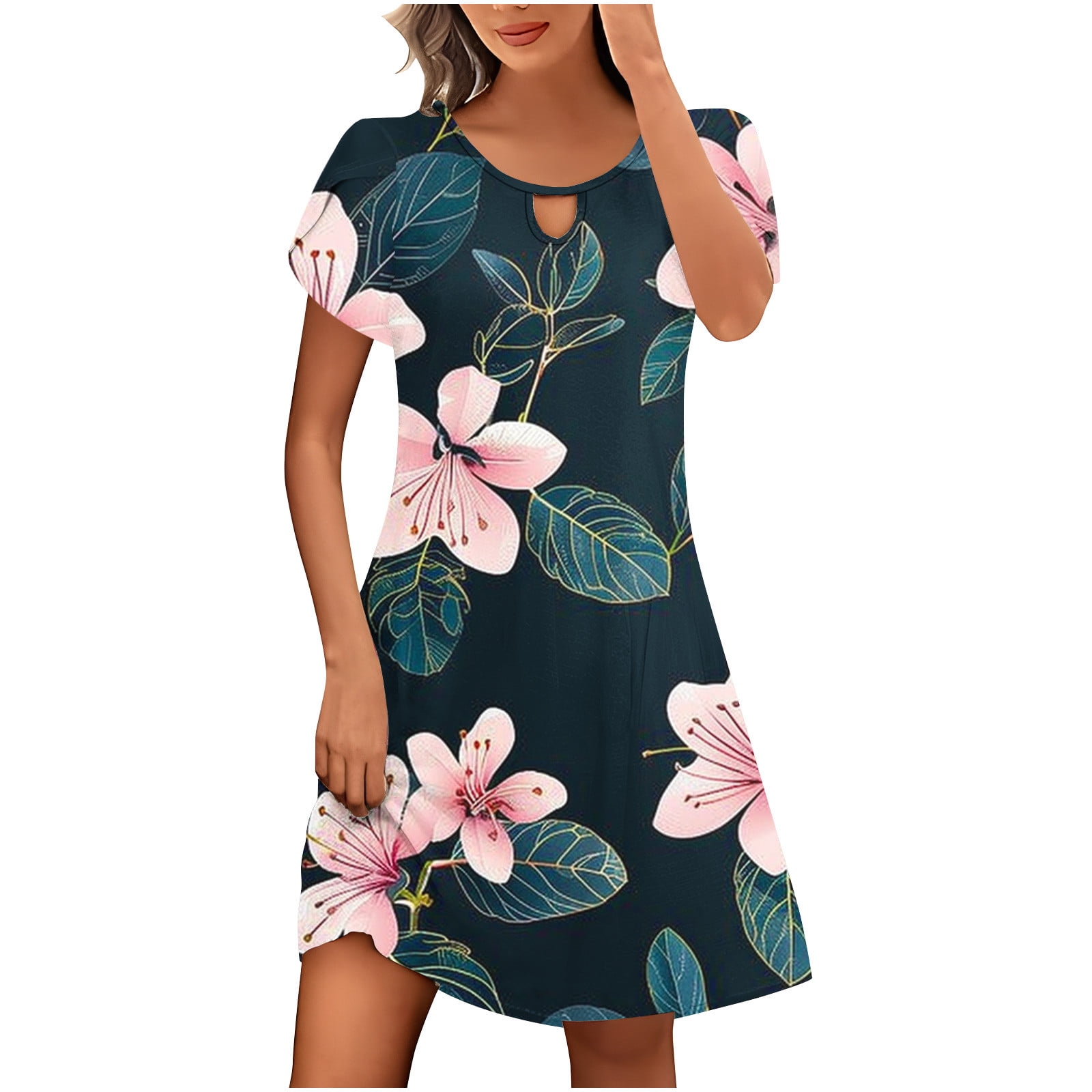 gbyLJF Floral Formal Dress for Women Fringe Dress Tummy Hide Dress for ...