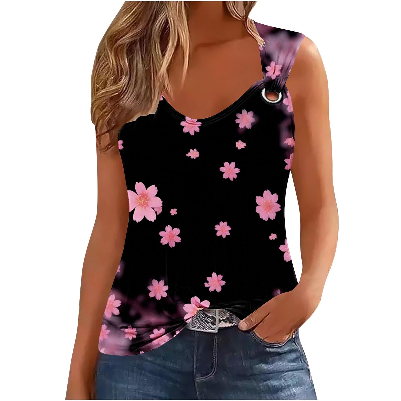 gbyLJF Low Side Tank Top Sleeveless Tank Tops for Women Cow Print Tank ...