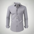gbyLJF Men's Button Up Shirt Solid Color Turndown Collar Dress Shirt ...
