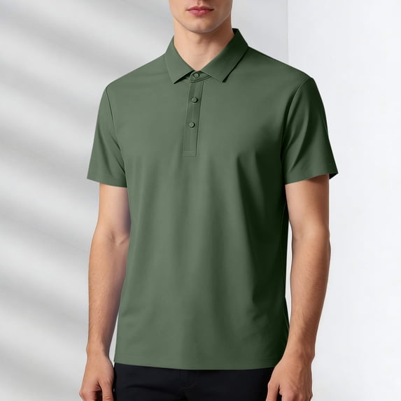 gbyLJF Men's Shirts 3 Buttons Casual Work T Shirts Solid Color Quick ...