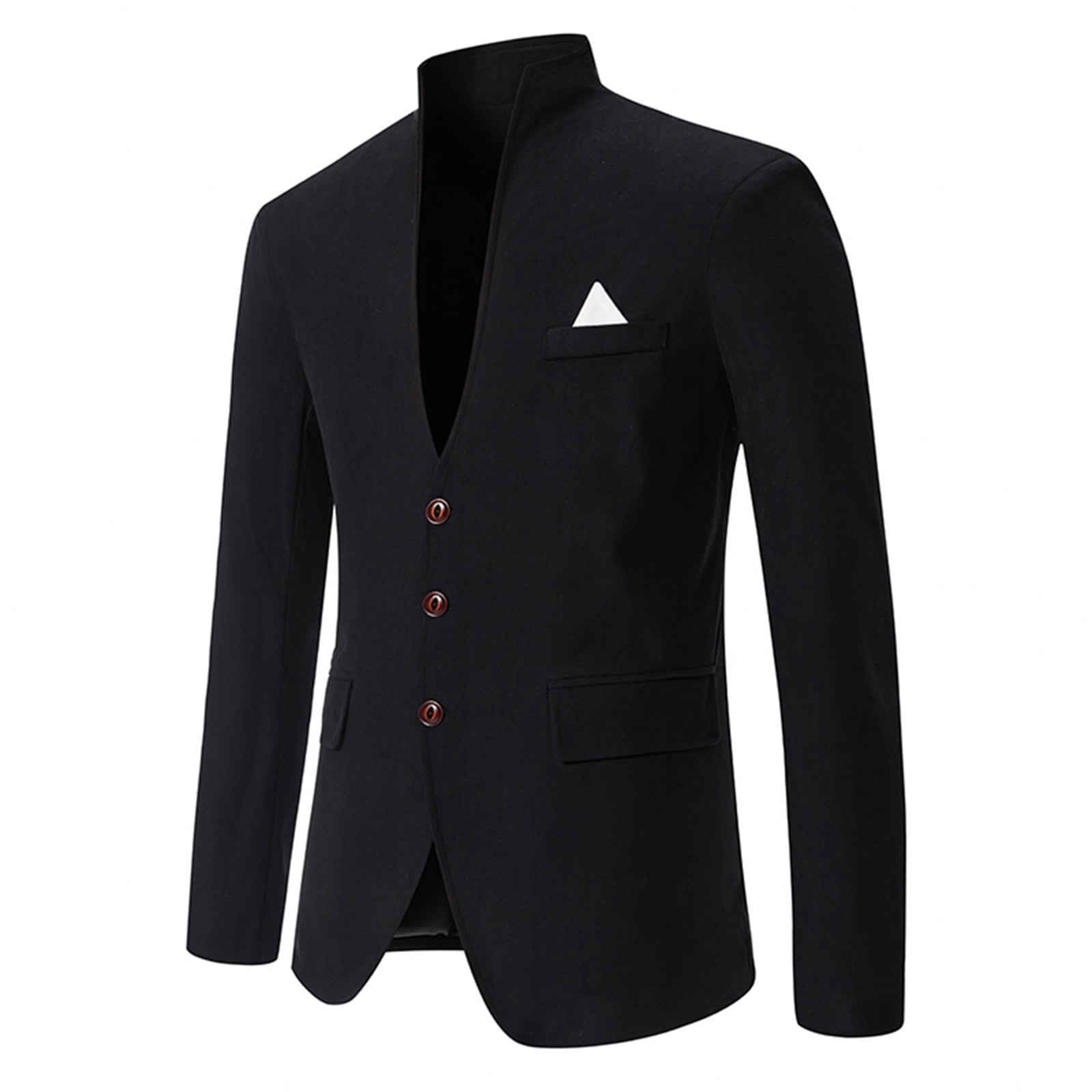 gbyLJF Men's Slim Fit Suit Jacket Solid Color V-neck 3 Button Coat ...