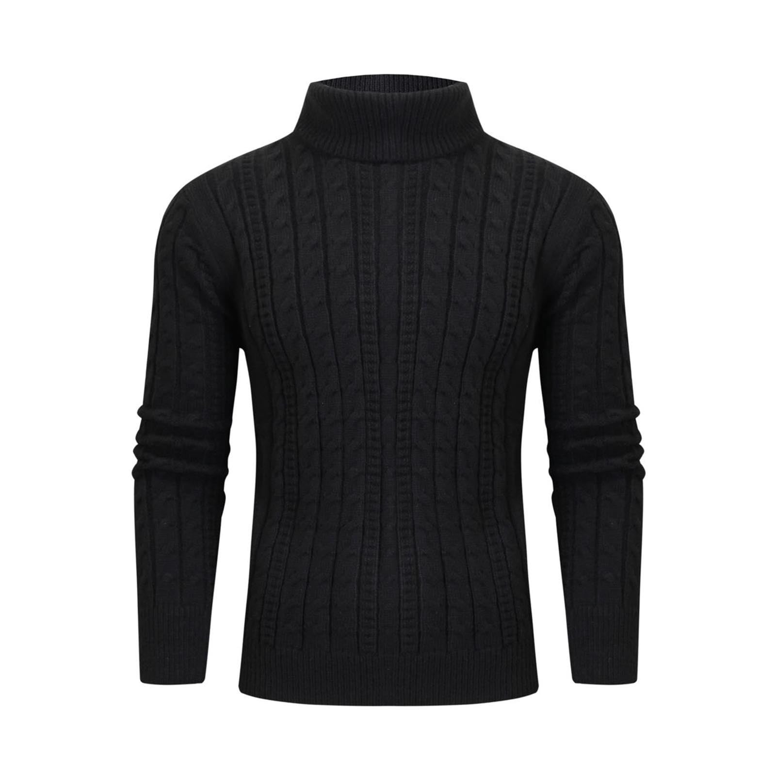 gbyLJF Men's Solid Color knitted Sweater Long Sleeve High Collar ...
