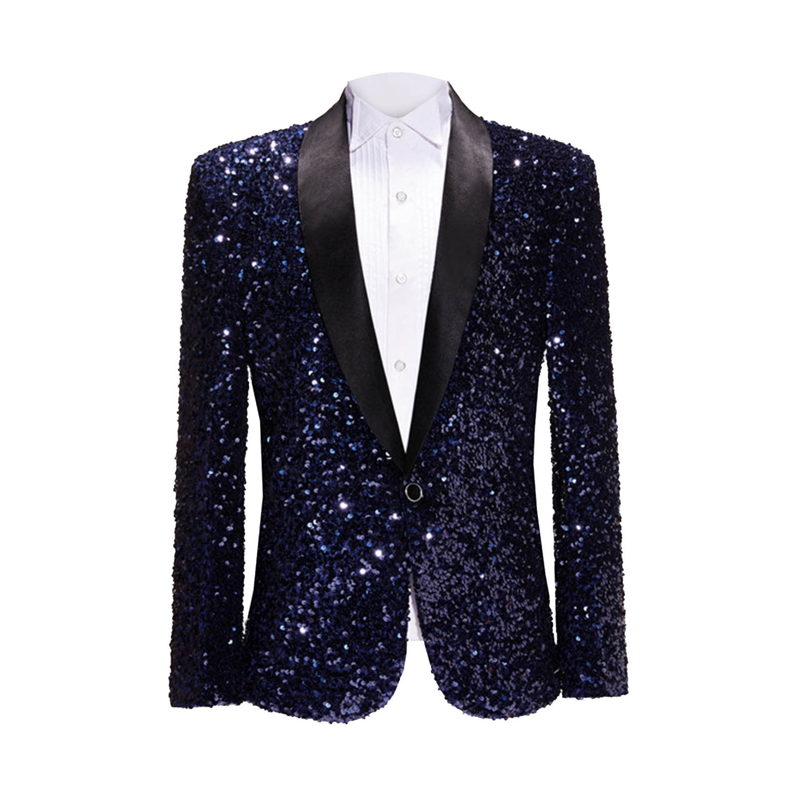 gbyLJF Mens Sequin Blazer Trendy Suit Shiny Jacket Blazer One Button ...