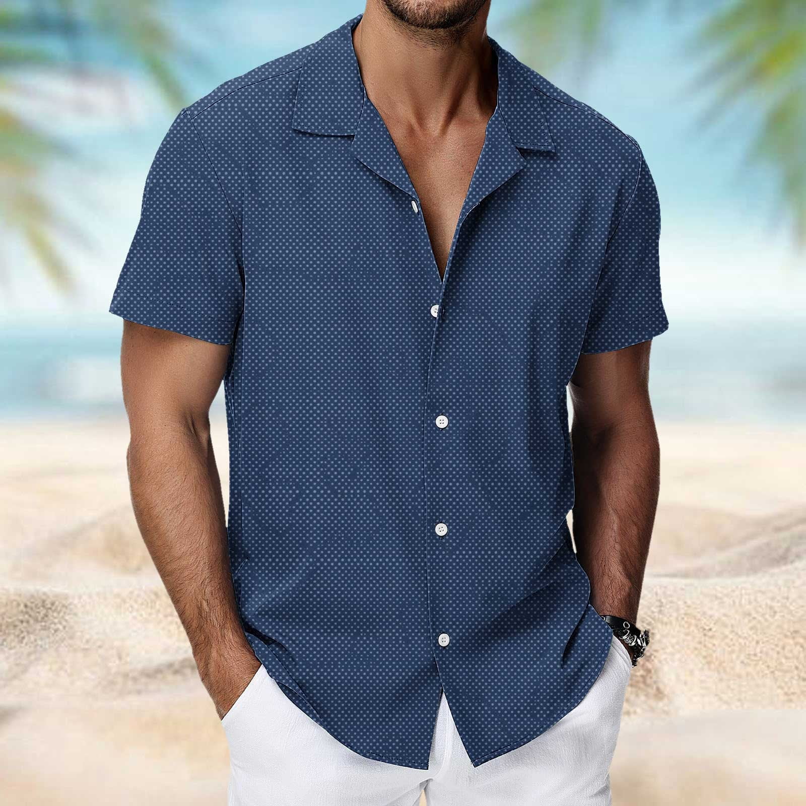 gbyLJF Mens Short Sleeve Shirts Casual Button Down Printed Beach Shirt ...
