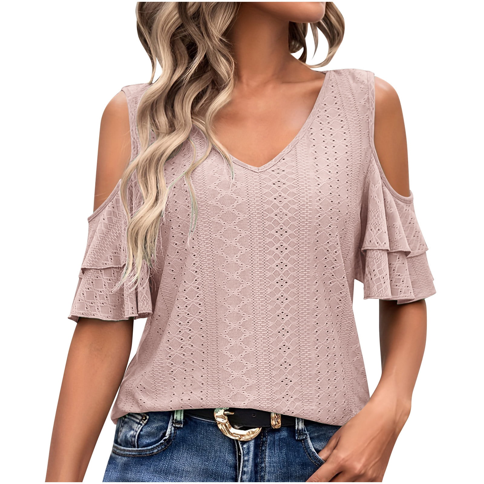 gbyLJF Plus Size 3/4 Sleeve Tops for Women Polo Shirts Floral Shirts ...