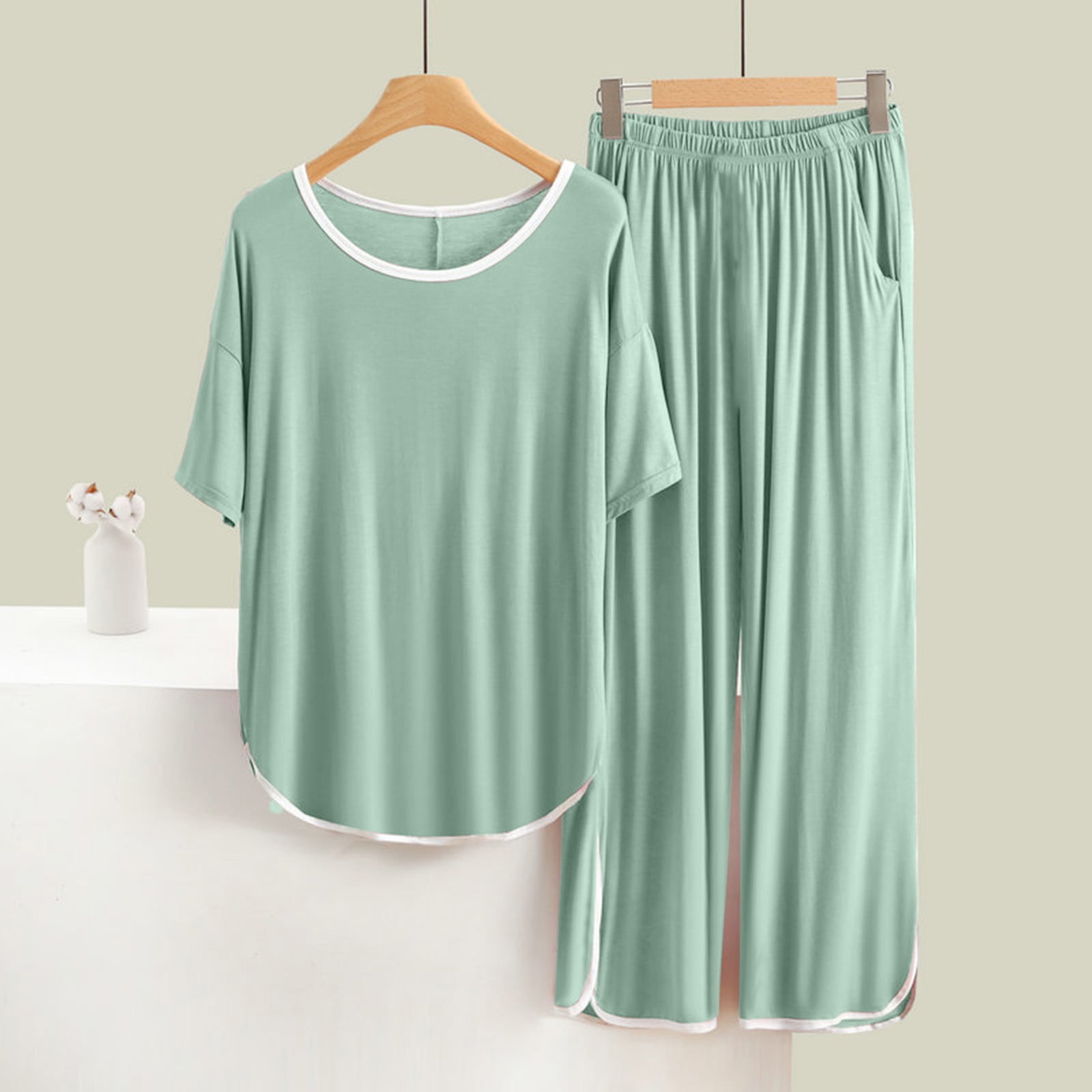 gbyLJF Spring Sets for Women 2 Piece Casual Sets Short Sleeve Pullover ...