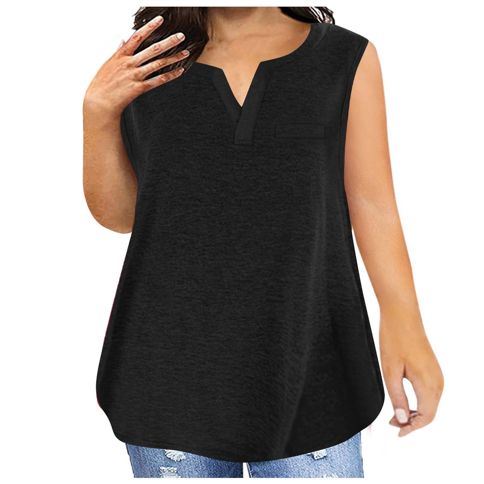 gbyLJF Square Neck Tanks for Women Black Shell Top Women Oversized Tank ...