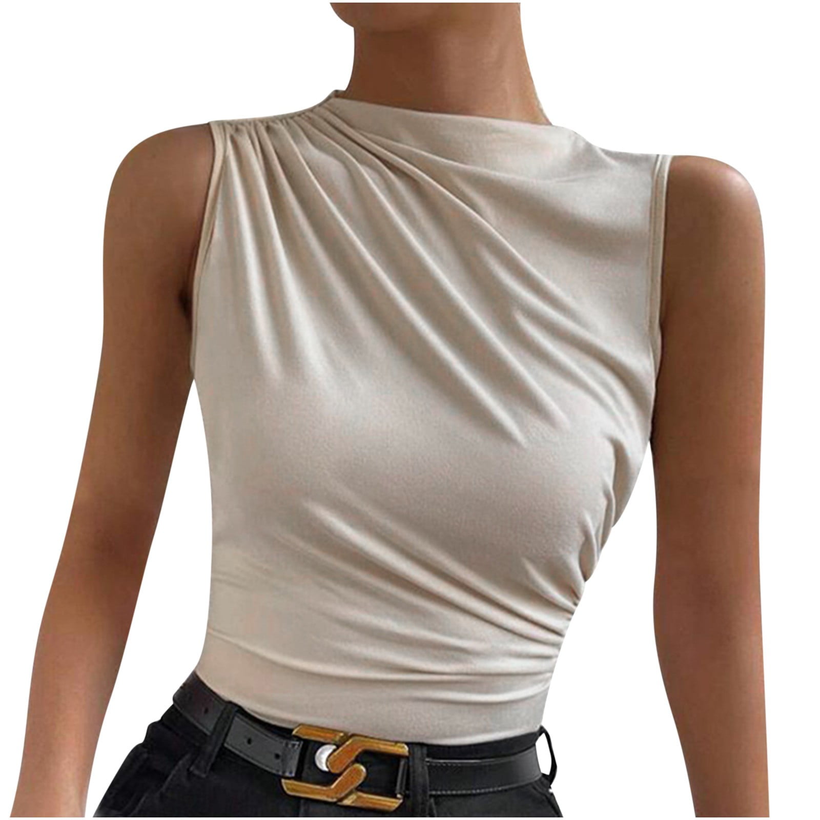 gbyLJF Summer Scoop Neck Crop Tank Tops Ribbed Top Women Crop Tank Tops ...