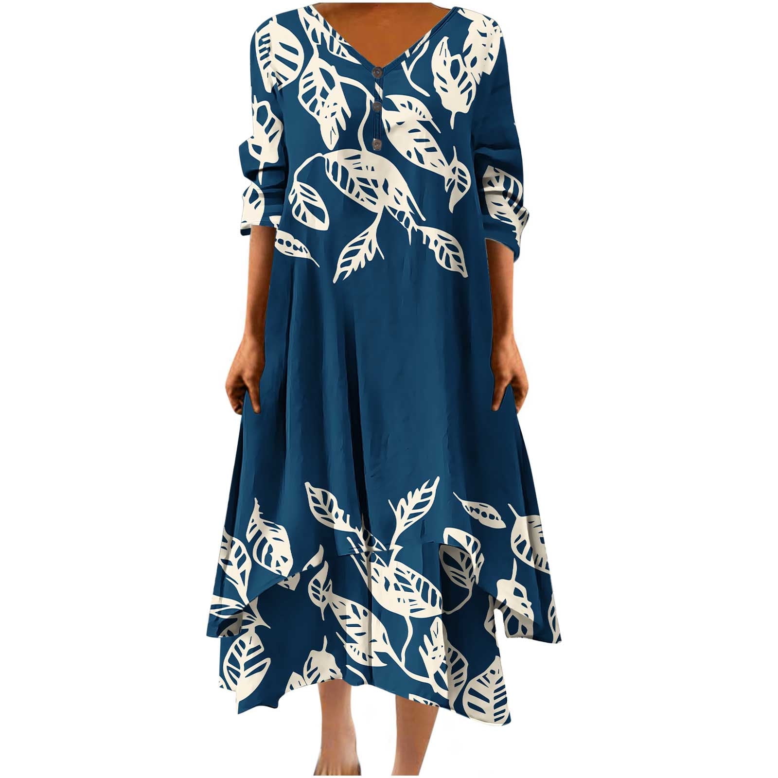 gbyLJF Tea Dress for Women Vintage Floral Sun Dress Womens Summer ...