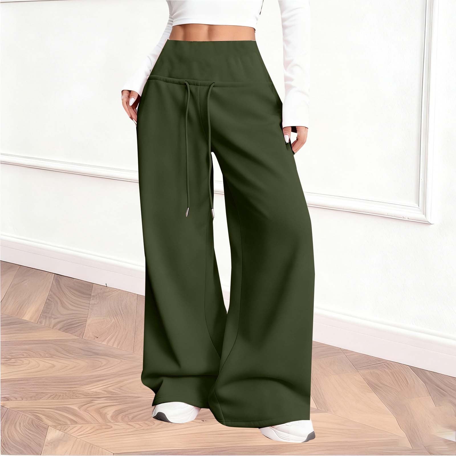 gbyLJF Wide Leg Sweatpants for Women Solid Color High Waisted ...