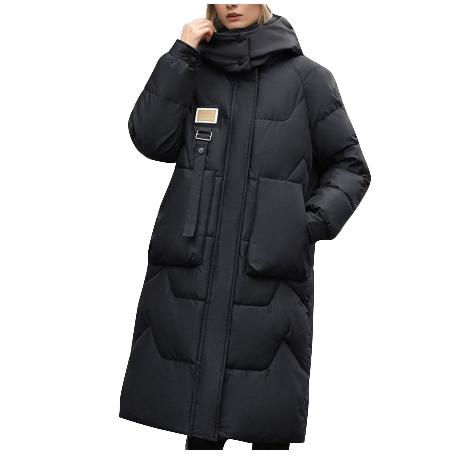 gbyLJF Women Long Quilted Coat Maxi Length Puffer Jacket Hooded Padded ...