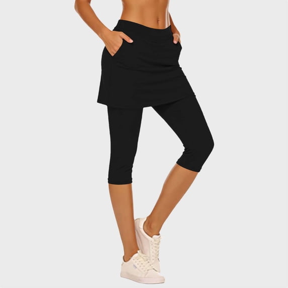 gbyLJF Women Skirts with Leggings Solid Color Skorts Athletic Cropped ...