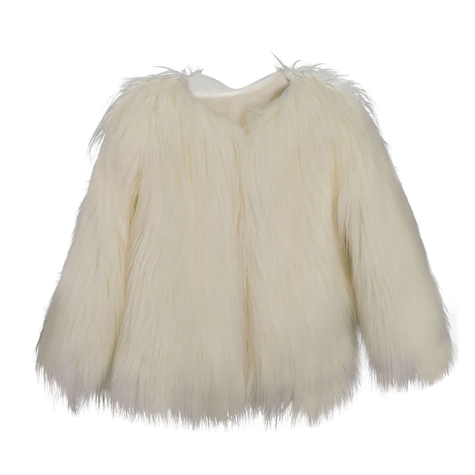 gbyLJF Women's Cropped Faux Fur Jacket Coat Parka Shaggy Fur Coat Long ...