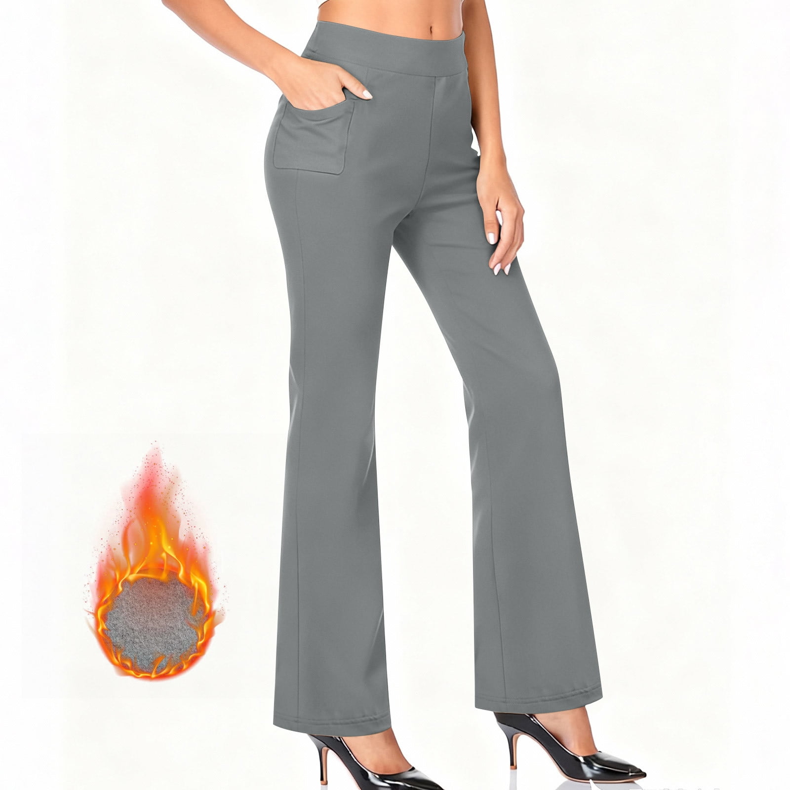 gbyLJF Women's Fleece Suit Pants Hight Waisted Solid Color Long Pants ...