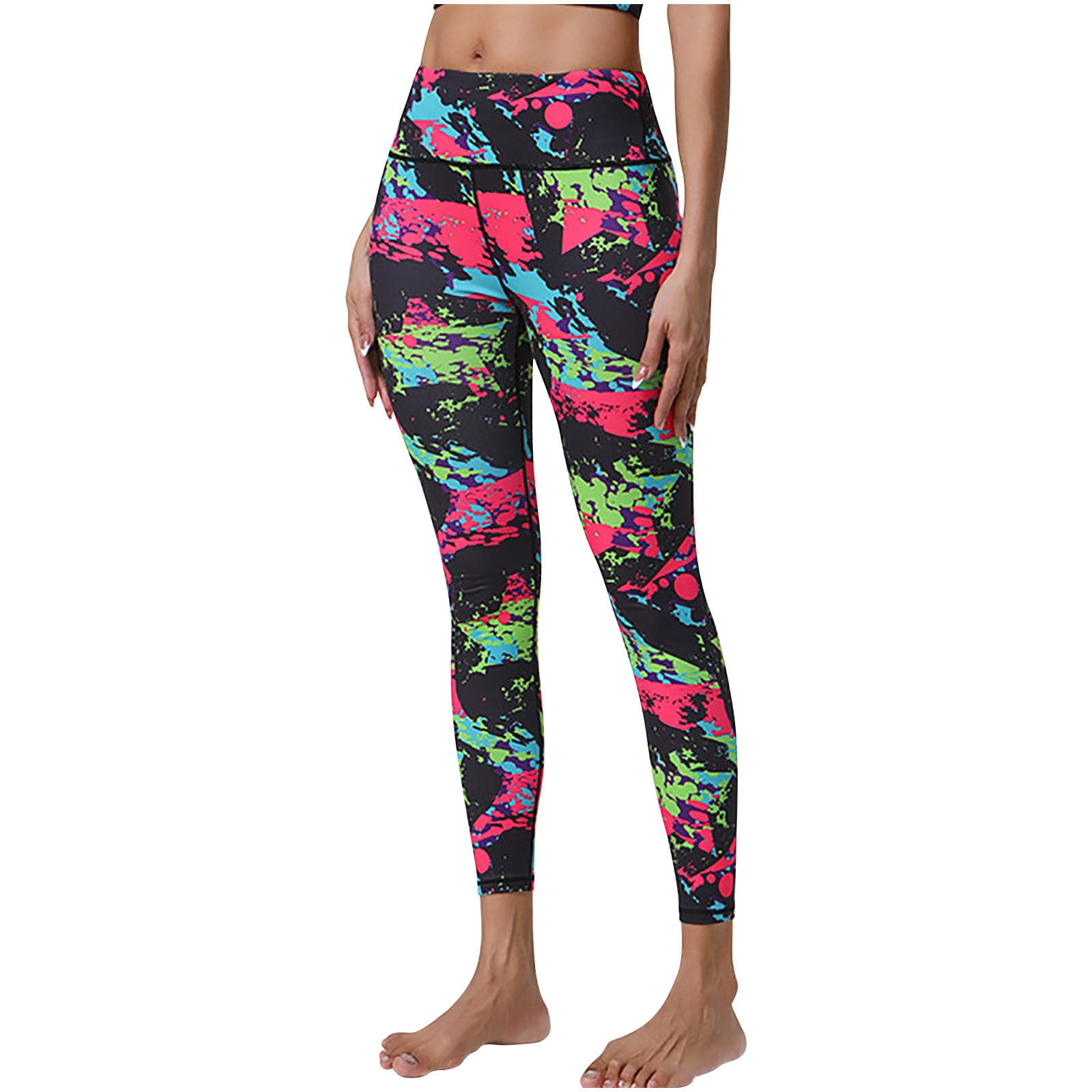 gbyLJF Women's Leggings Fashion Neon Artistic Splash Printed Buttery ...