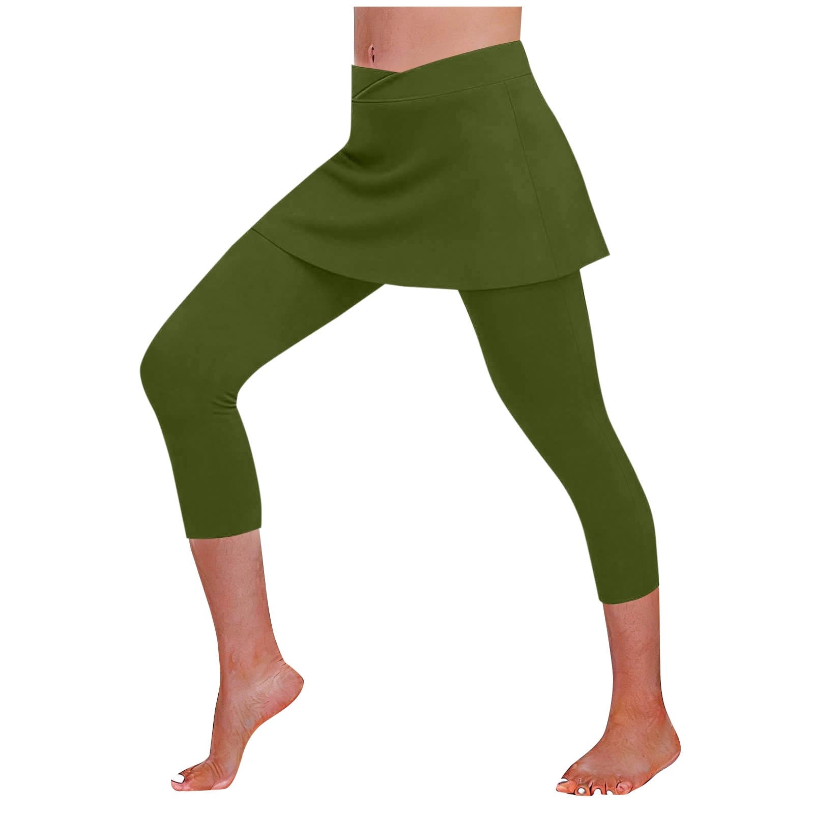 gbyLJF Women's Leggings with Skirts Solid Color High Waist Yoga Tennis ...