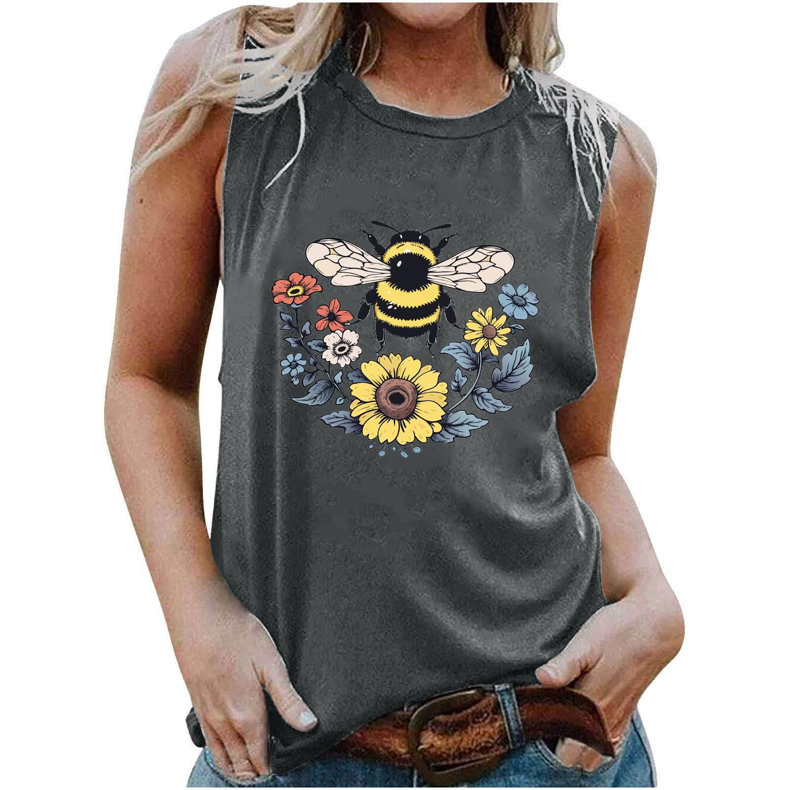gbyLJF Women's Sleeveless Collar Blouse Hippie Tank Top Rock N Roll ...