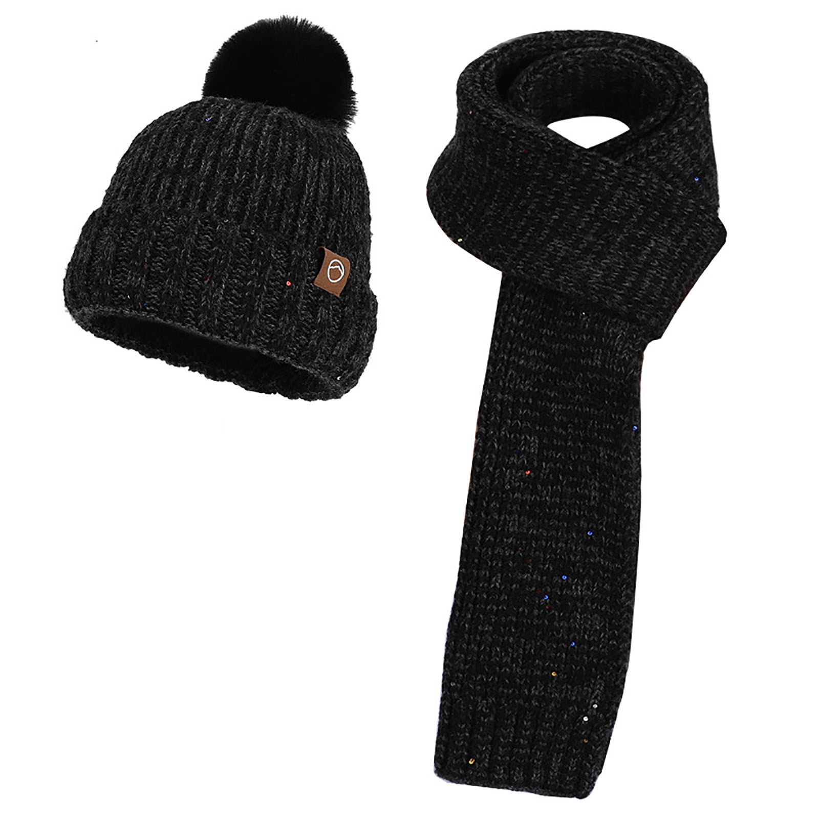 gbyLJF Women's Winter Knitted Beanie Hats and Long Scarf Set 2 Piece ...