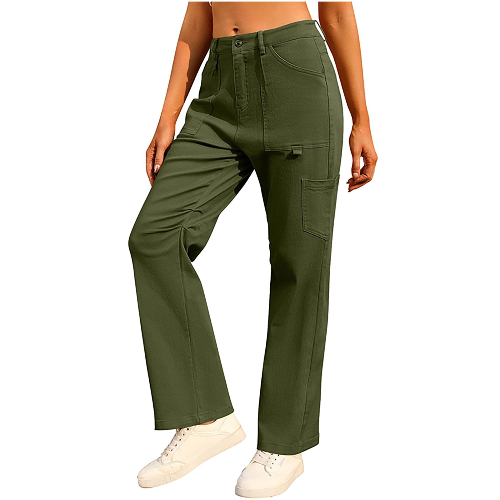gbyLJF Womens Cargo Pants Fashion Outdoor Hiking Trousers Button Zip Up ...