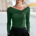 gbyLJF Womens One Off Shoulder Shirts Slim Fit Long Sleeve Button ...
