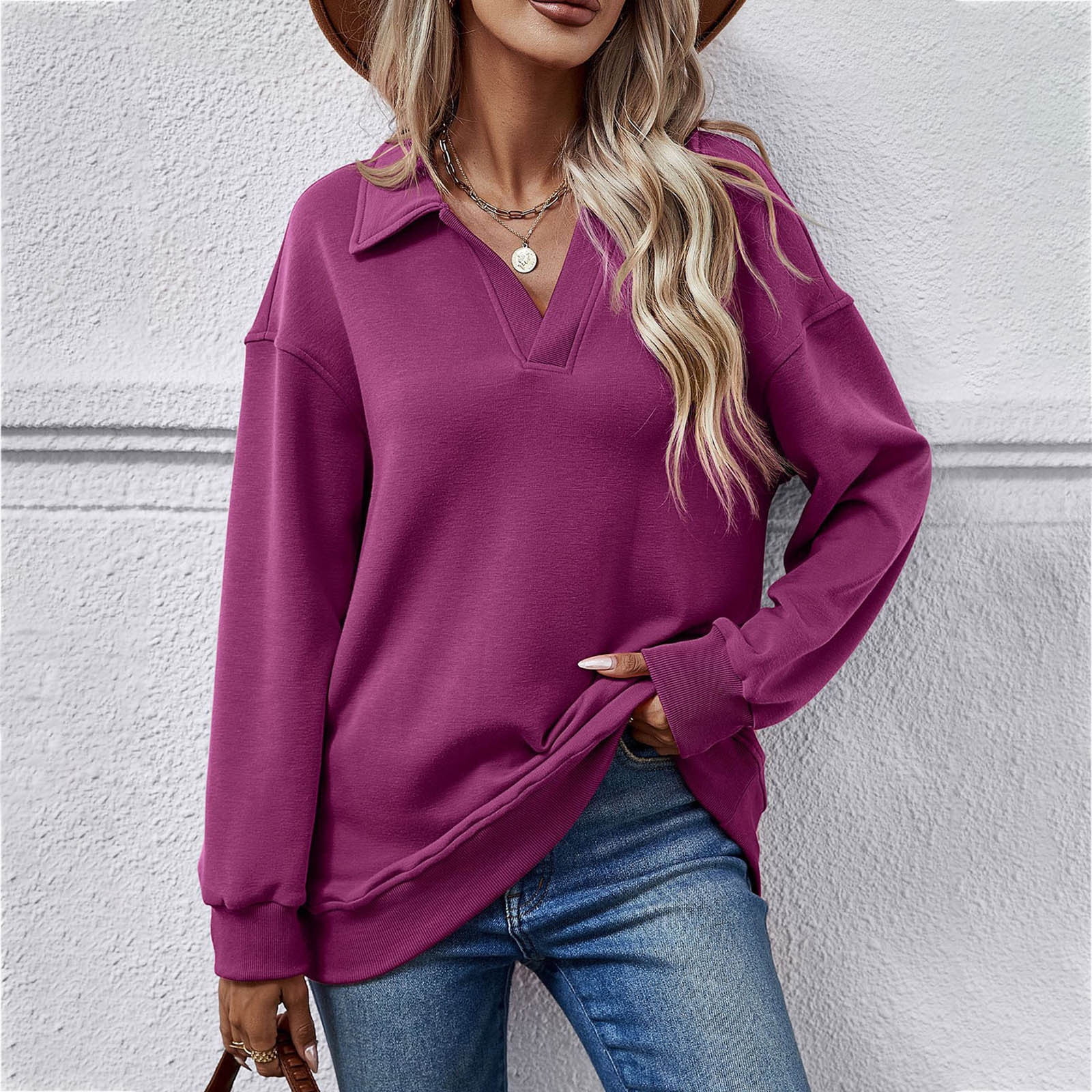 gbyLJF Womens Oversized Sweatshirts Loose Fit Long Sleeve Tunic Tops ...