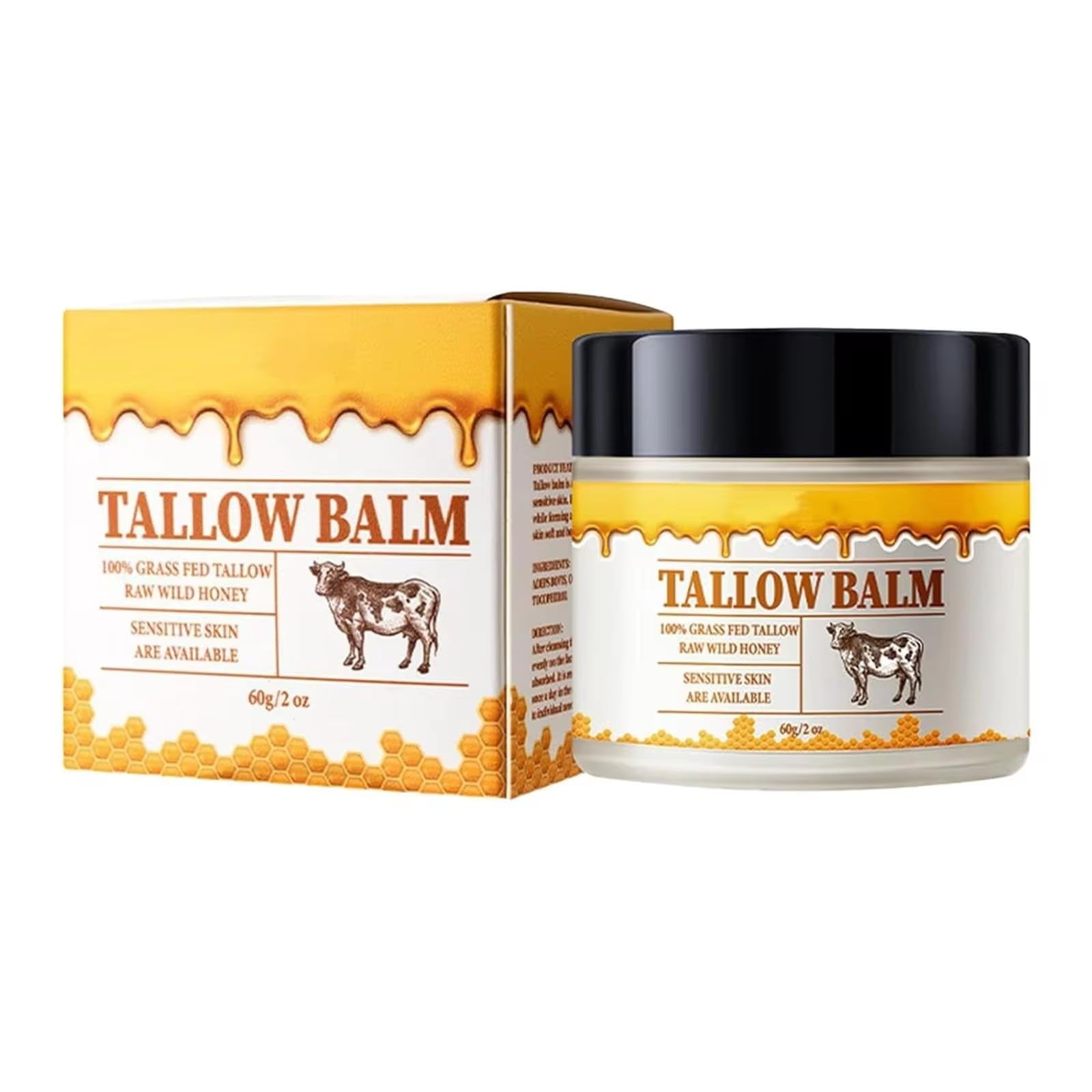 gcdat Beef Tallow, Tallow DMF15 and Honey Cream, Beef Tallow for Skin ...