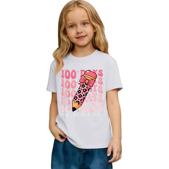 gcong 100 Days of School Shirts Girls Short Sleeve T Shirt Top Round ...