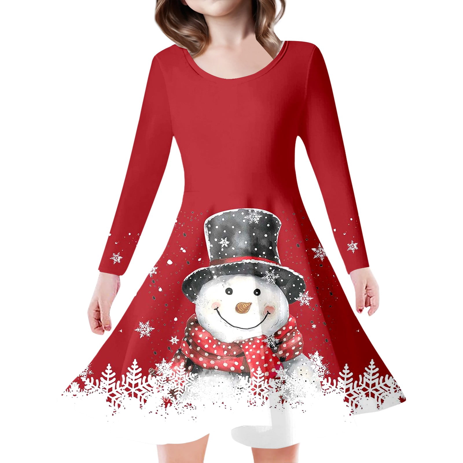 gcong Christmas Kid Dress Princess Longsleeve Dress Baby Girl Holiday ...