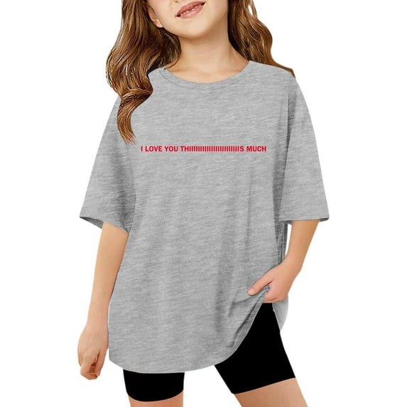 gcong Cute Tops for Girls Short-Sleeve T-Shirt Crew Neck, Girls Tees ...