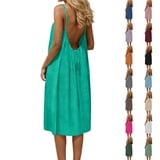 gcong Dresses for Women Lounge Straps Dress Backless Solid Color ...