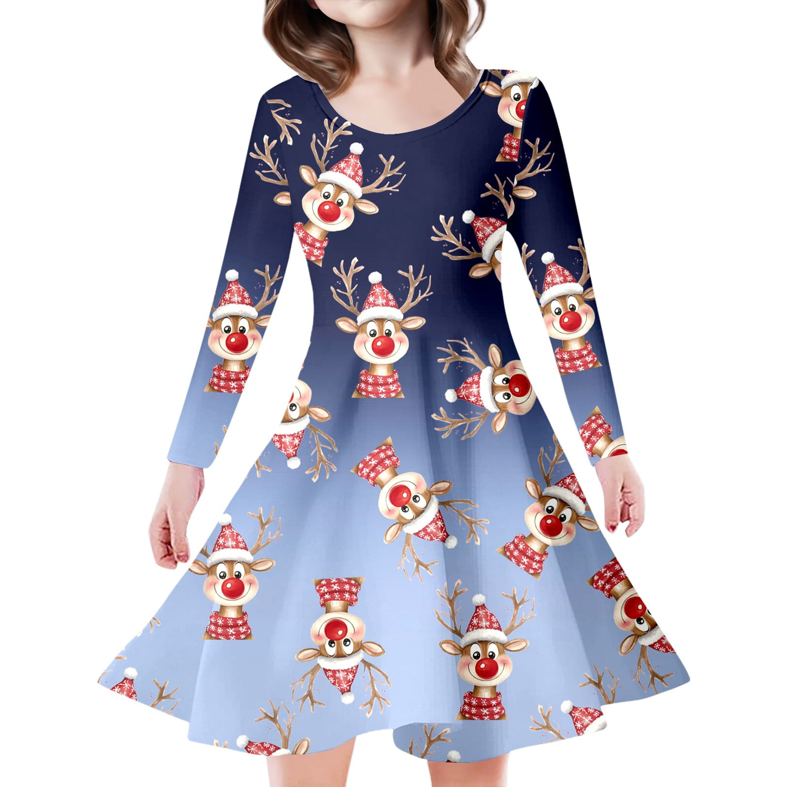 gcong Girl's Christmas-Themed Dress Rainbow Princess Dress Baby Girl ...