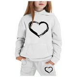 gcong Girls Hoodie and Sweatpants Set Heart Print 2 Piece Outfits for ...