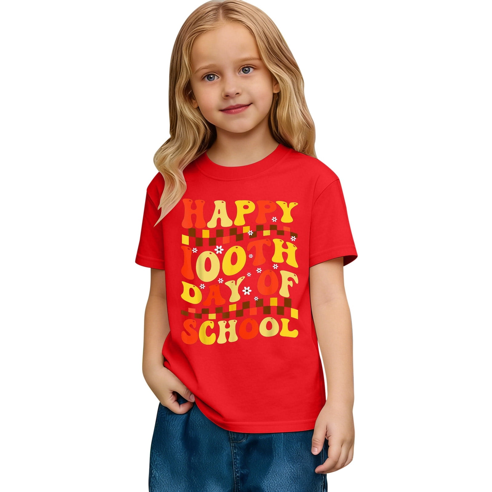 gcong Girls Shirts Size 10-12 Girls' Short-Sleeve Shirts and Tops Round ...