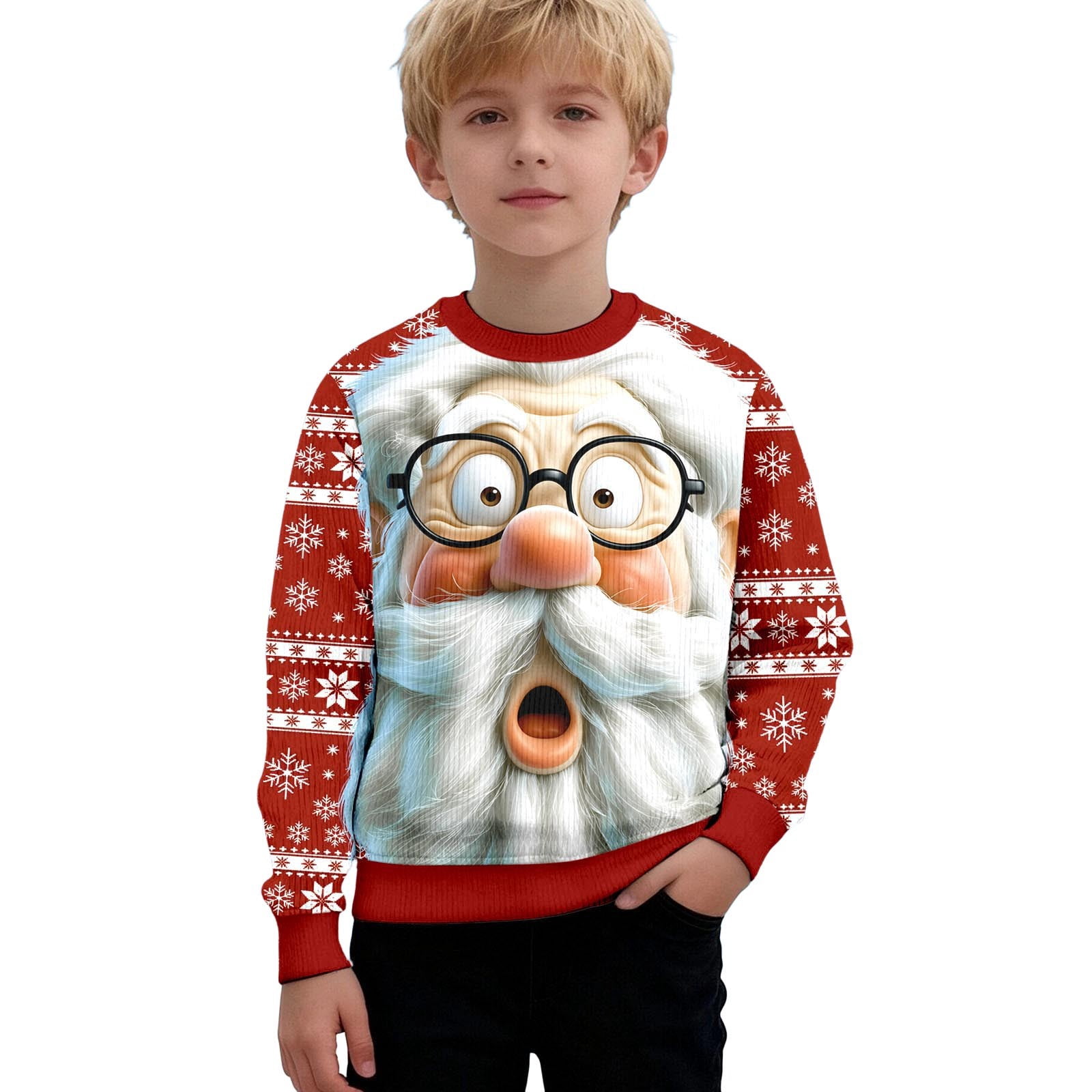 gcong Kids Christmas Santa Sweatshirts Crewneck Pullover Long Sleeve ...