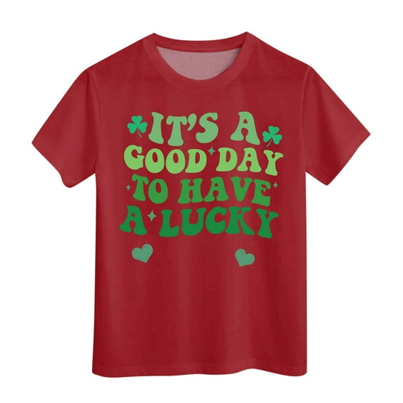gcong Leprechaun Shirt for Boy and Girl Crew Neck Shamrock Graphic Tee ...
